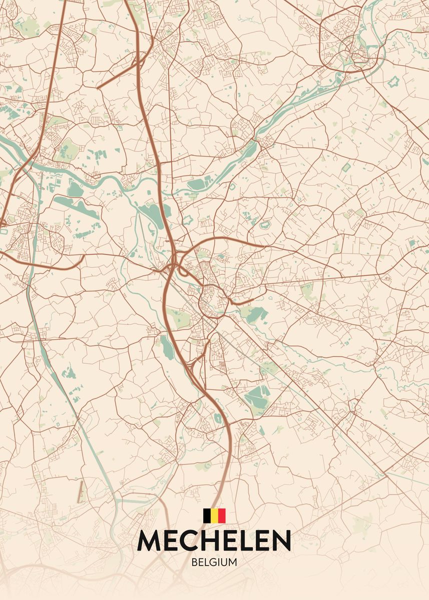 'Mechelen BE' Poster, picture, metal print, paint by IMR Designs | Displate