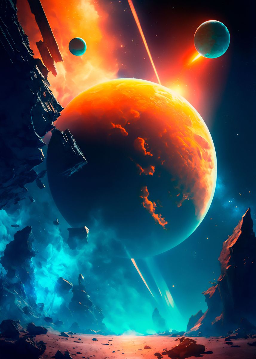 'Planets Nebula and Stars' Poster, picture, metal print, paint by ...