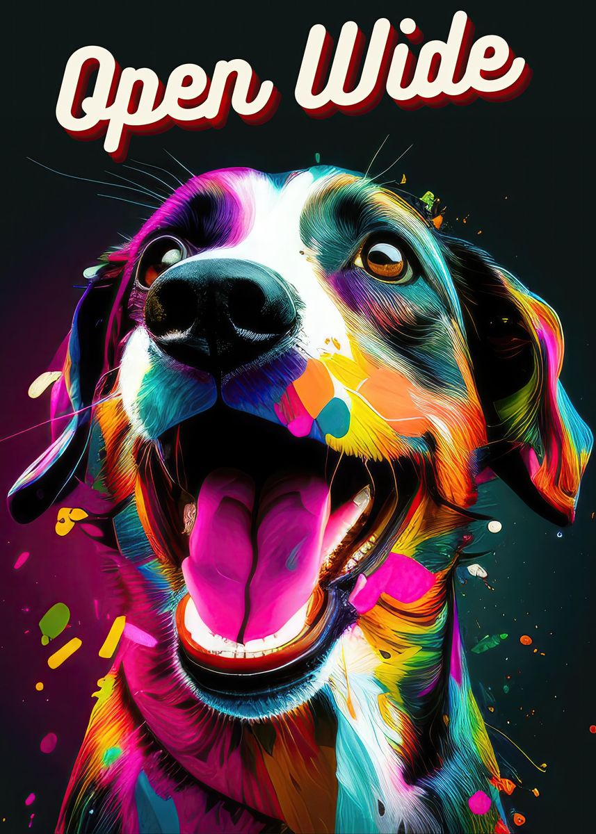 'Dog Open Wide' Poster, picture, metal print, paint by Dr Picture ...