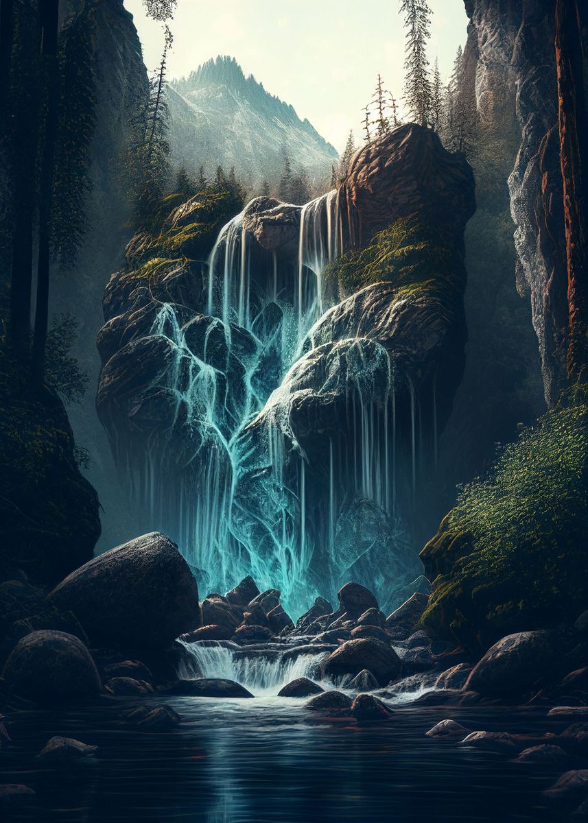 Landscape Concept Art Waterfall