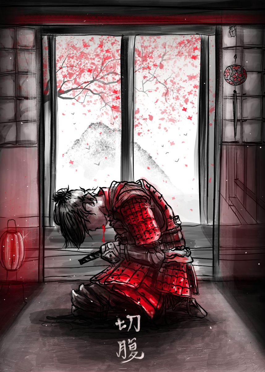 'Samurai End' Poster, picture, metal print, paint by GuacamayArt | Displate