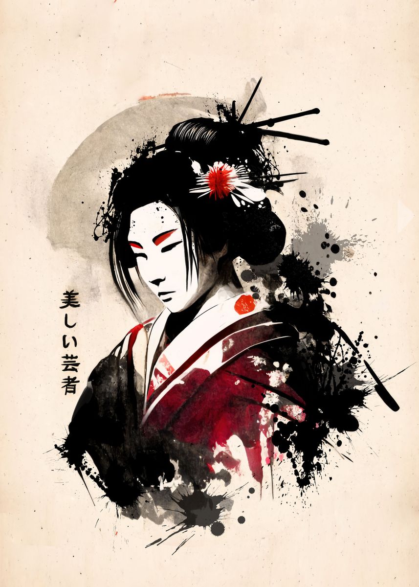 'Geisha' Poster, picture, metal print, paint by MCAshe Art | Displate