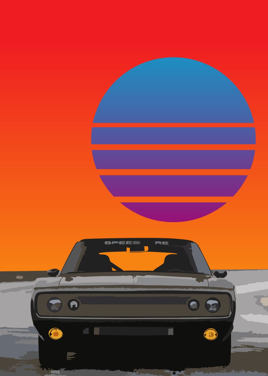 'dodge charger retro' Poster, picture, metal print, paint by bebek ...