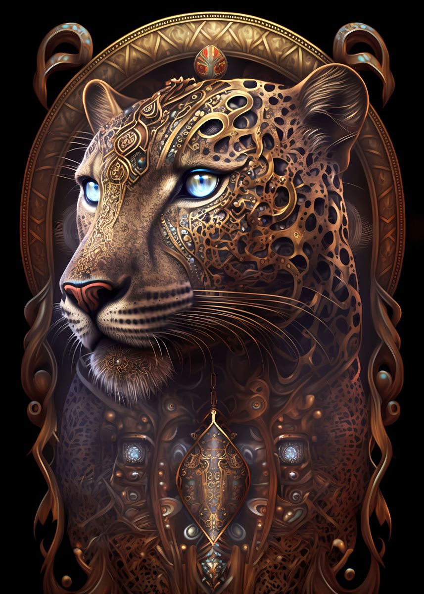 'Spiritual Cosmic Leopard' Poster, picture, metal print, paint by Luong ...