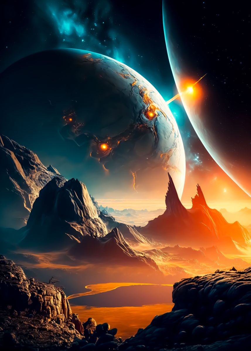 'Sister Planets' Poster, picture, metal print, paint by James Garcia ...