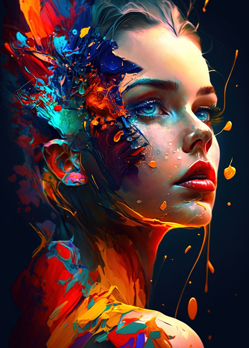 'Portrait of a woman 3' Poster, picture, metal print, paint by MARK ...