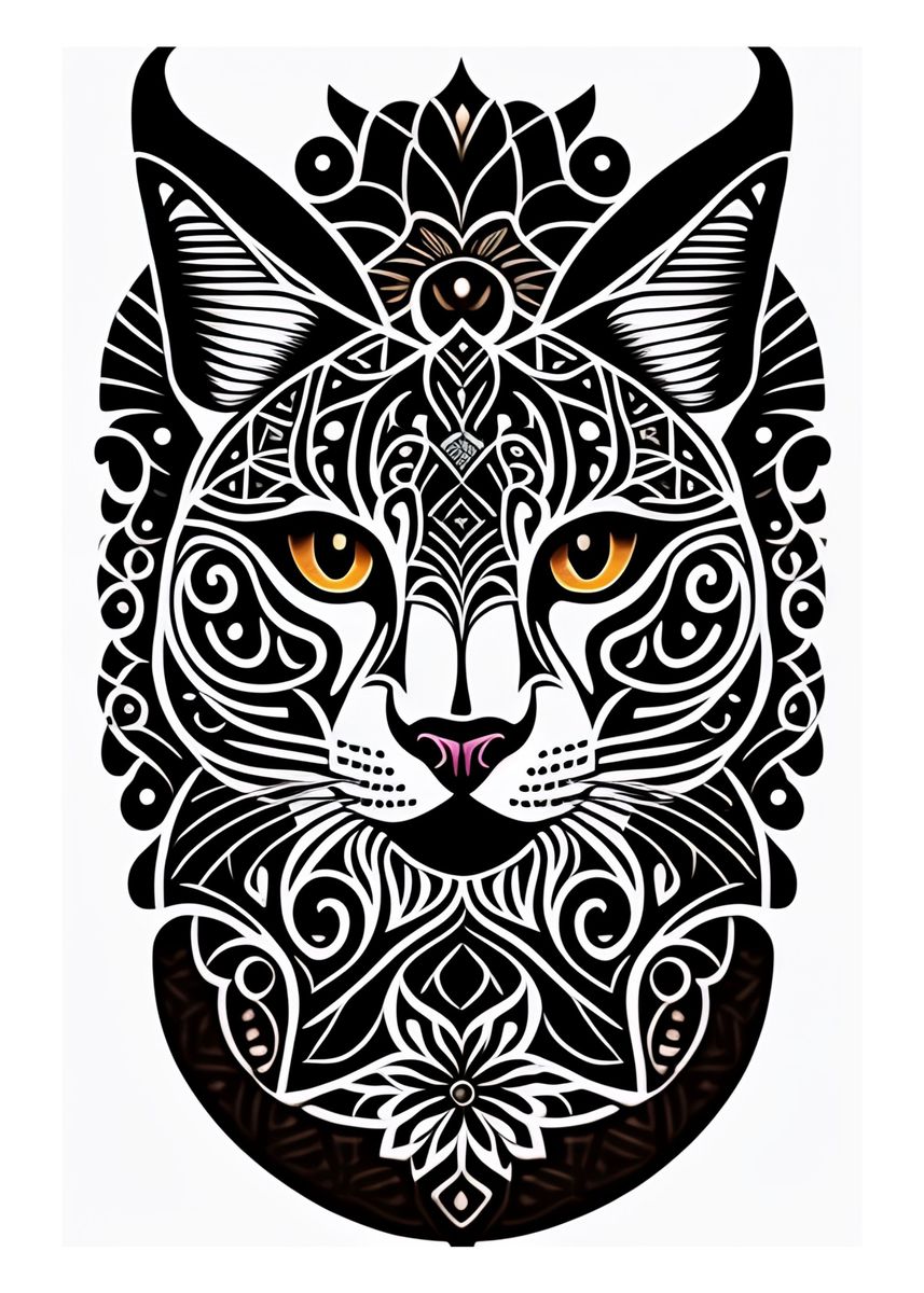 'Tiger Cat' Poster, picture, metal print, paint by NIZAM KHAN | Displate