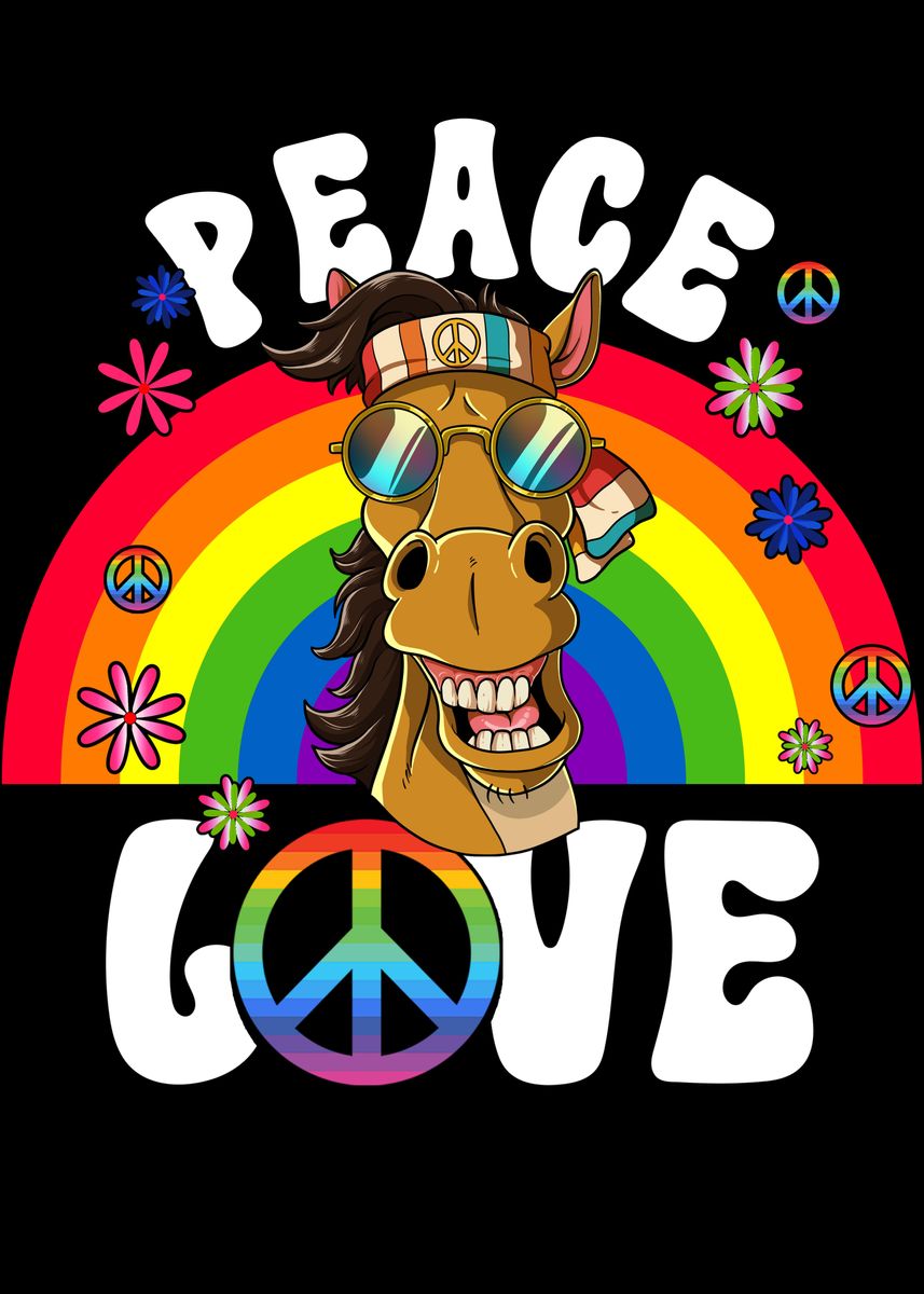'60s 70s Hippie Horse' Poster, picture, metal print, paint by PxL ...