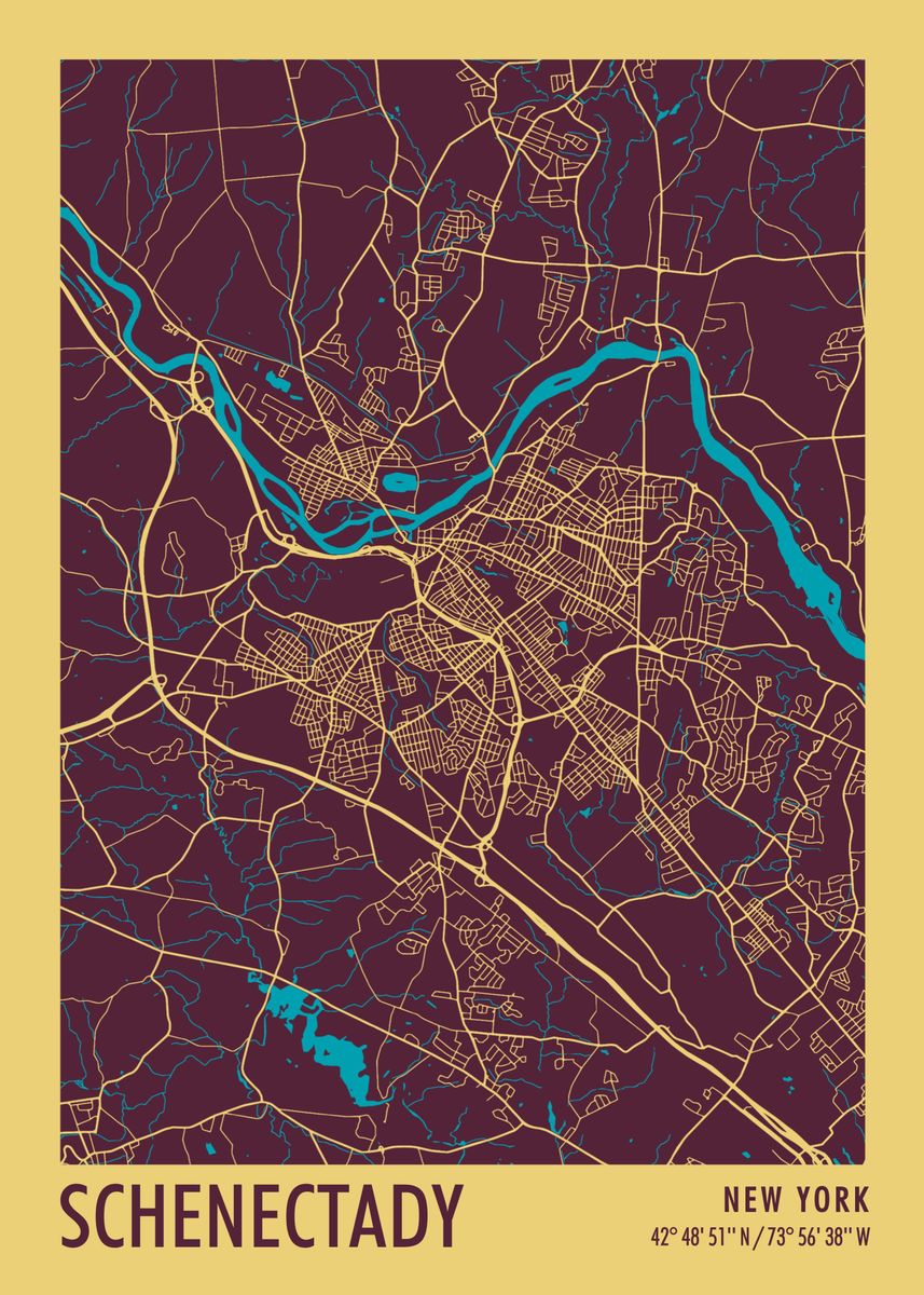 'Schenectady' Poster, picture, metal print, paint by Miracle Studio ...