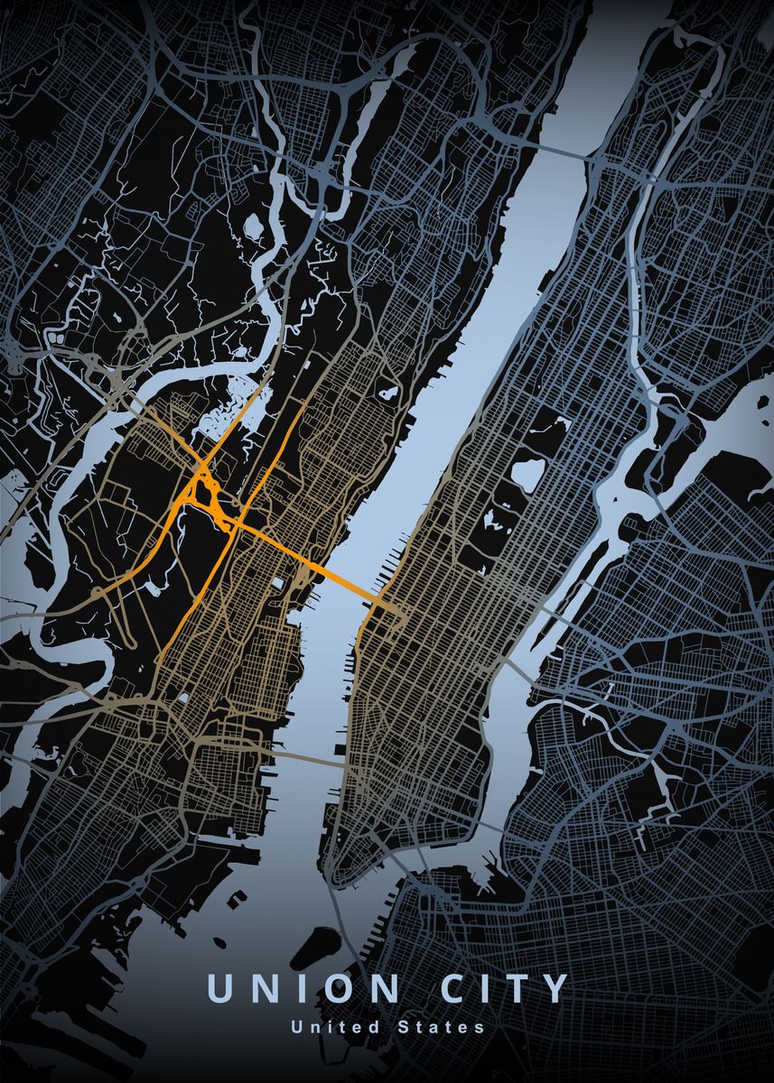 'Union City' Poster, picture, metal print, paint by Deeo | Displate