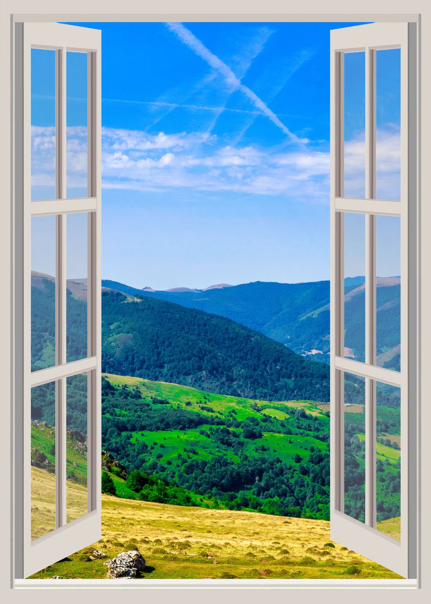 'Window view landscape' Poster, picture, metal print, paint by Vicen ...