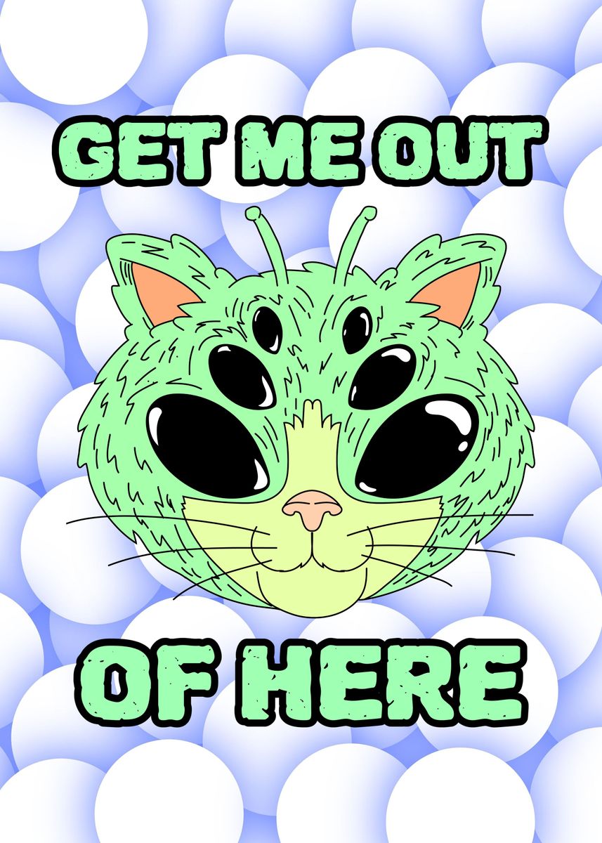 'Alien Cat ' Poster, picture, metal print, paint by NIZAM KHAN | Displate