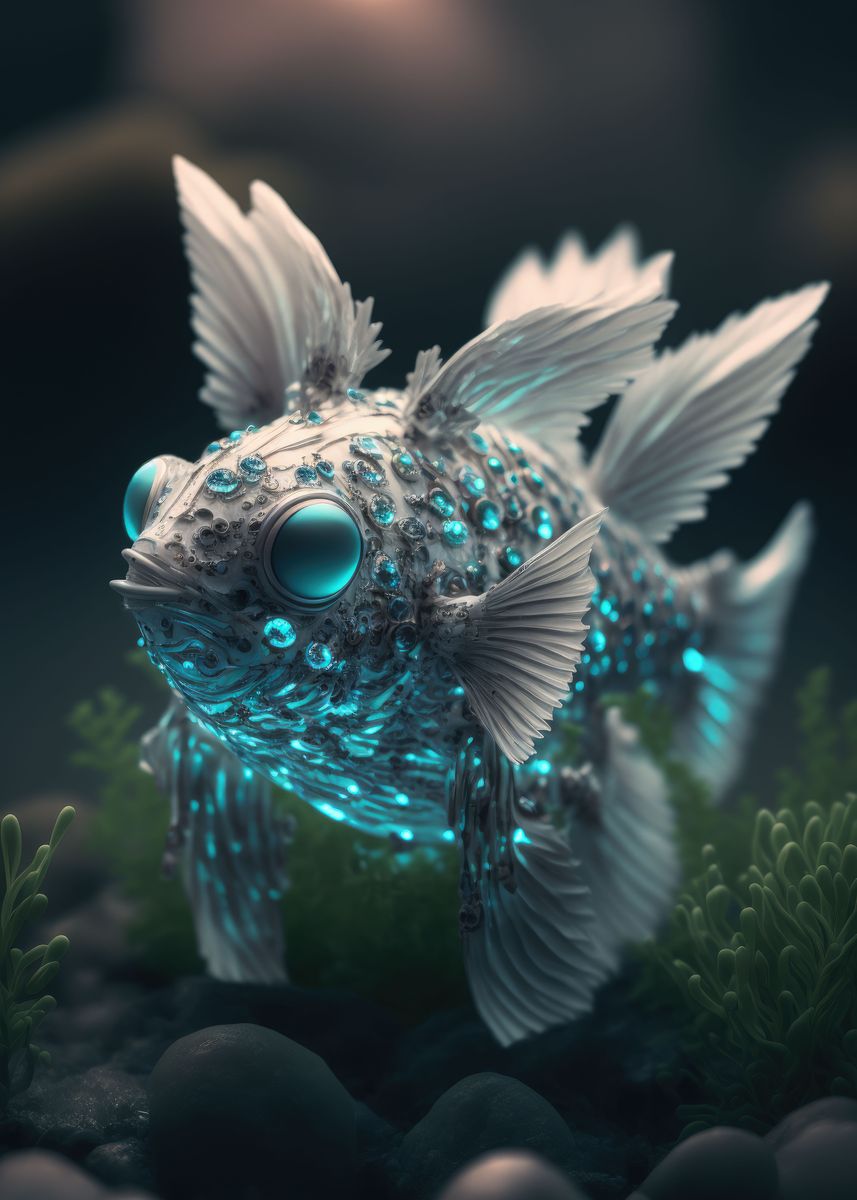 'Crystal Fin' Poster, picture, metal print, paint by FL ART | Displate