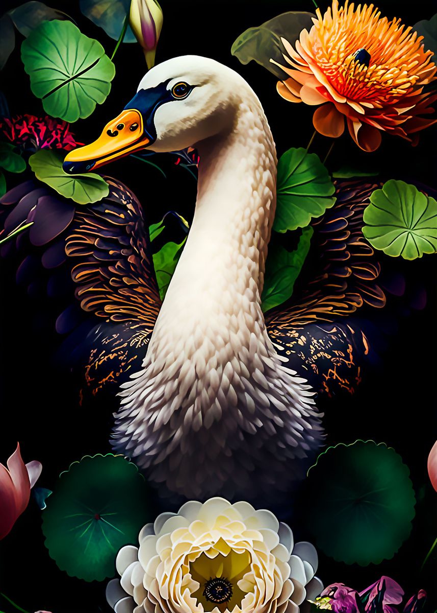 'Swan' Poster, picture, metal print, paint by Tiker Arts | Displate