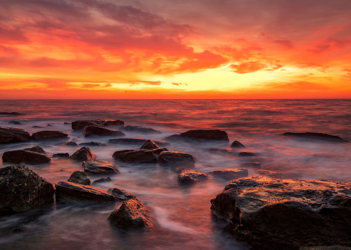 ' fire sunrise ' Poster by Eduard Zayonchkovski | Displate