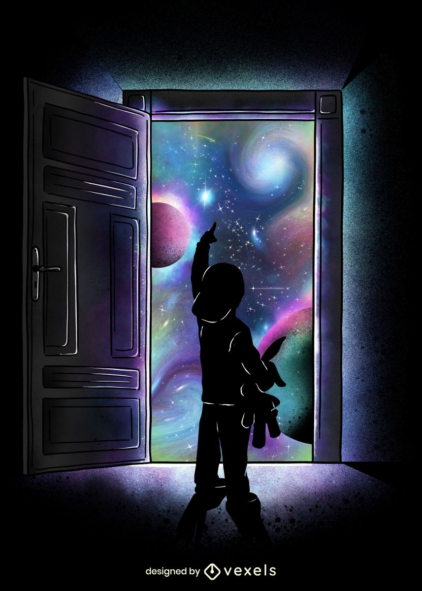 'Cosmic Door Trippy Space' Poster, picture, metal print, paint by ...