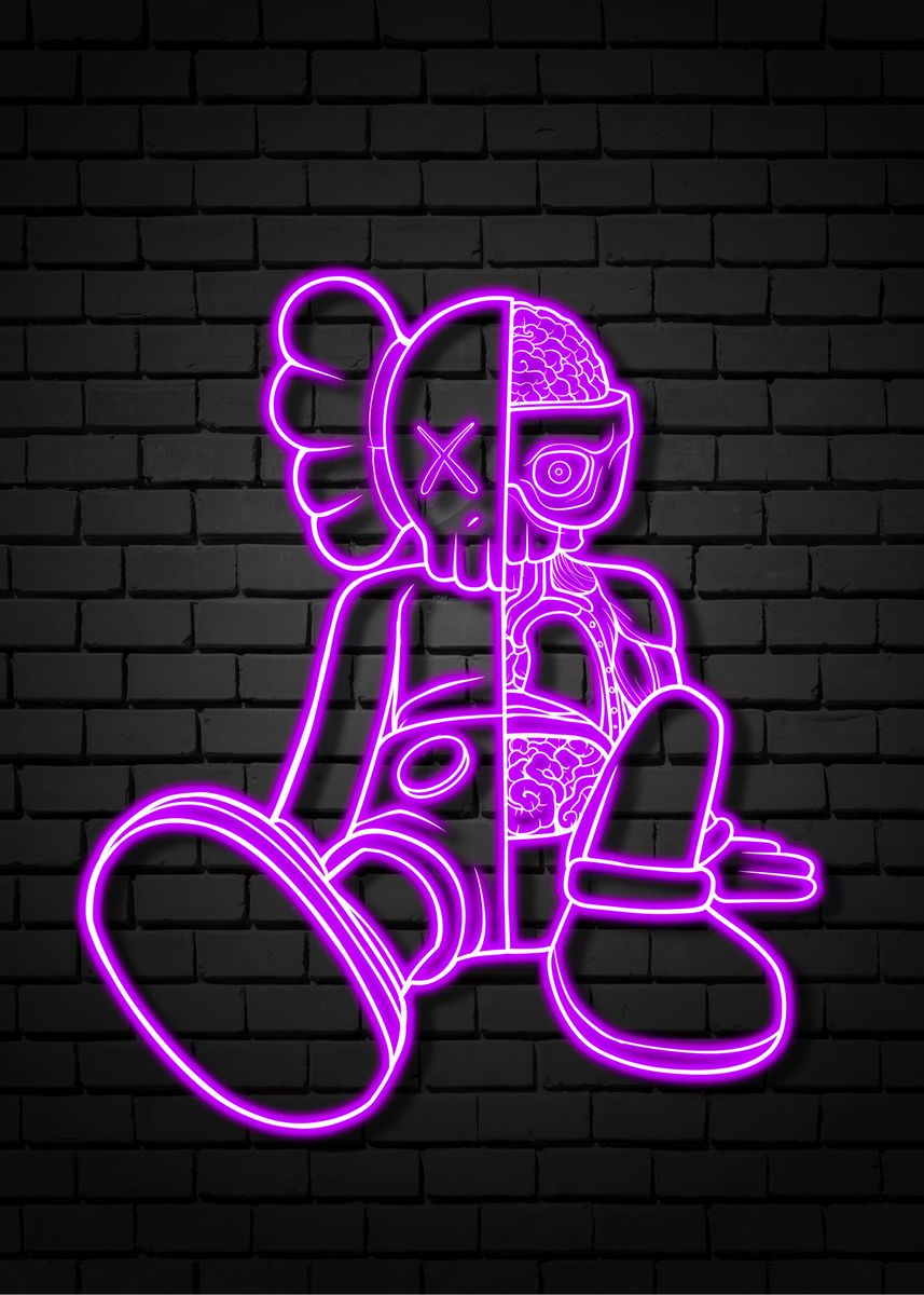 'Neon Kaws' Poster, picture, metal print, paint by Boon Edgar | Displate