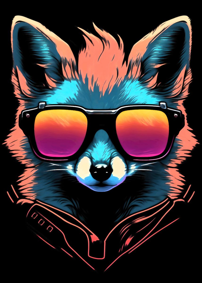 'Synthwave Fox' Poster, picture, metal print, paint by Michael Mattler ...