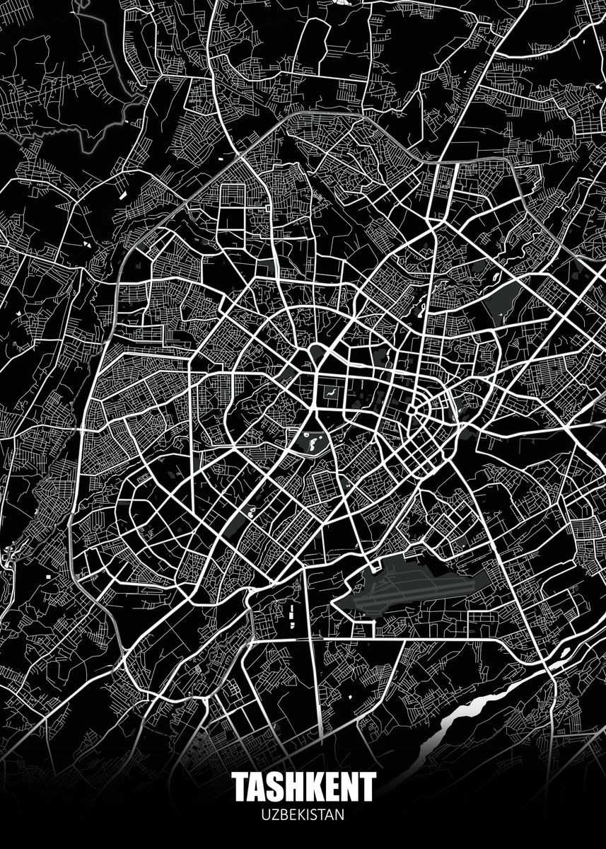 'Tashkent Uzbekistan Map' Poster, picture, metal print, paint by Zake ...