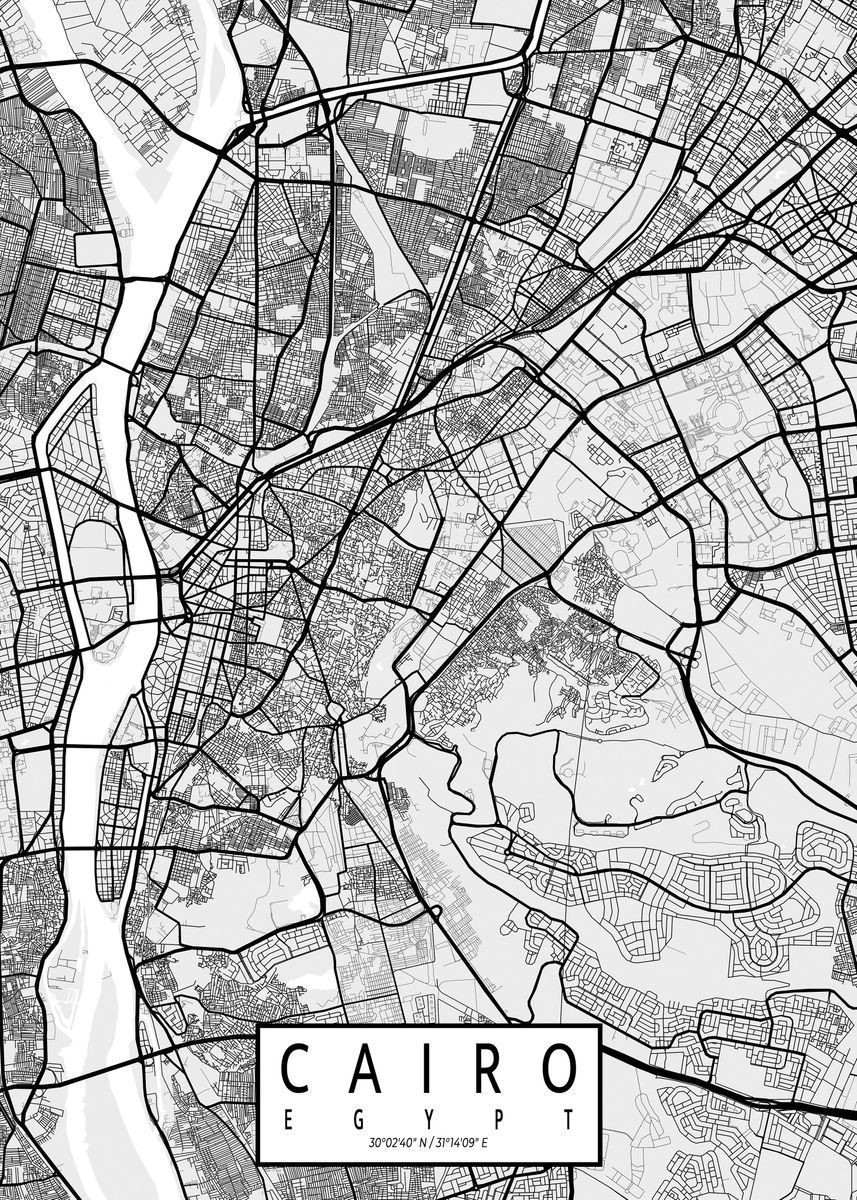 'Cairo City Map Light' Poster, picture, metal print, paint by deMAP Studio | Displate