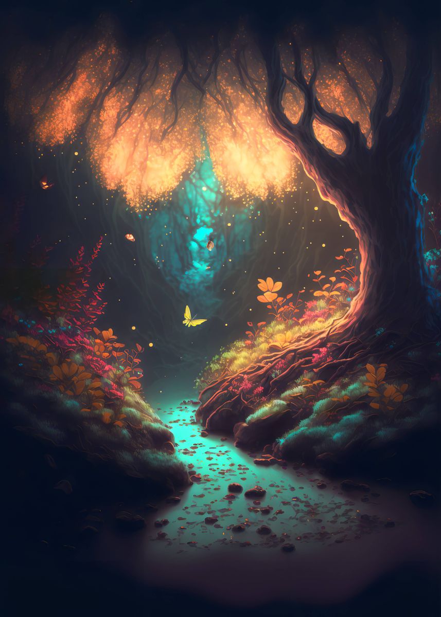 'Luminous Forest IV' Poster, picture, metal print, paint by Iamsentient ...
