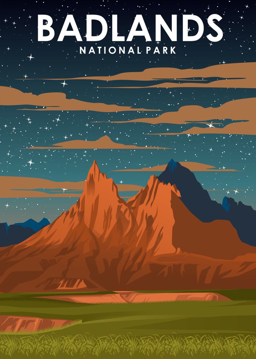 'Badlands National Park' Poster, picture, metal print, paint by Jorn ...