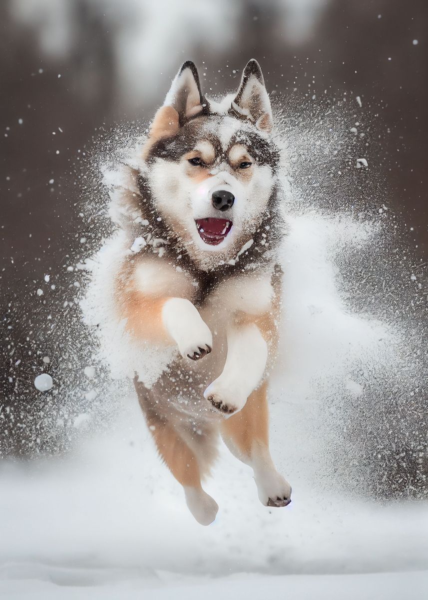'Husky Snow' Poster, picture, metal print, paint by DecoyDesign | Displate