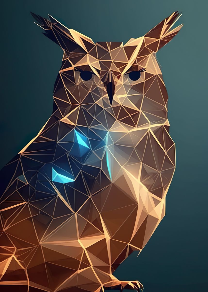 'Low Poly Owl Poster' Poster, picture, metal print, paint by Mark ...