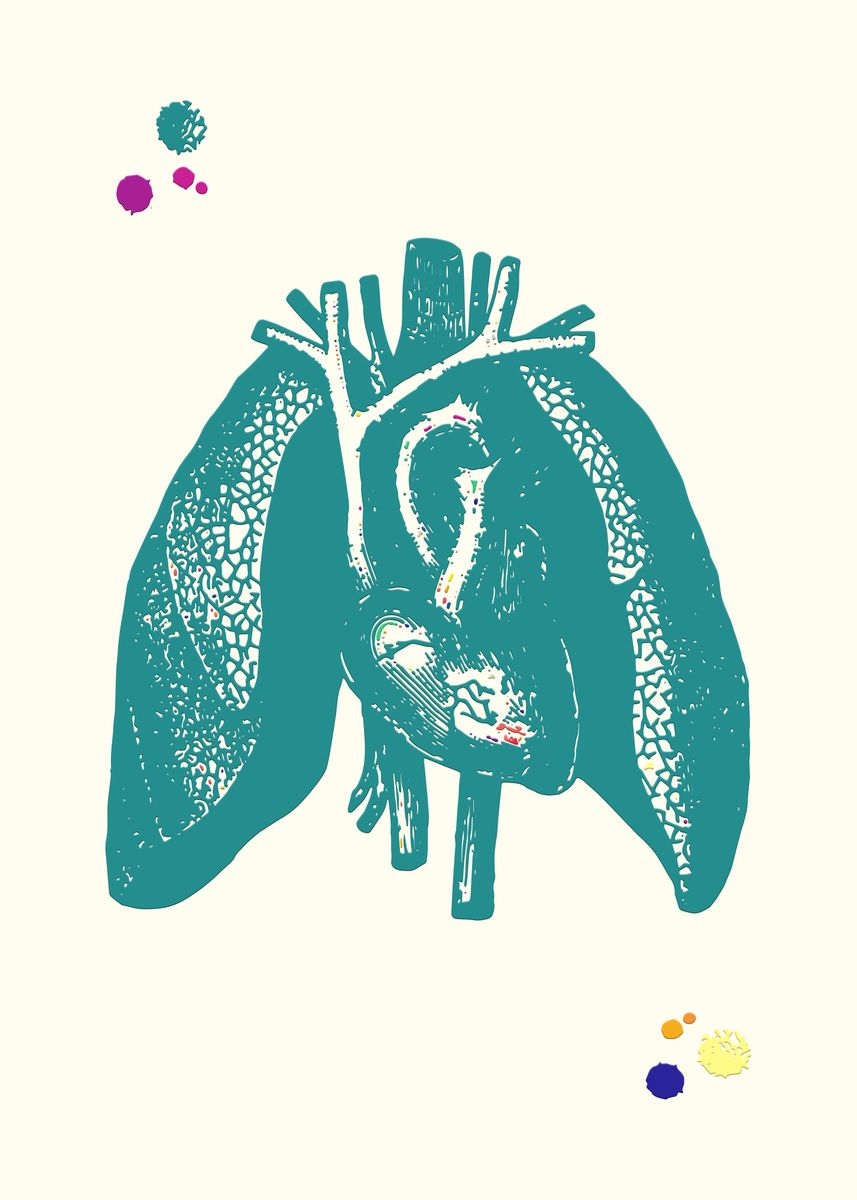 'Heart and Lungs ' Poster, picture, metal print, paint by Dutton Jerrell | Displate