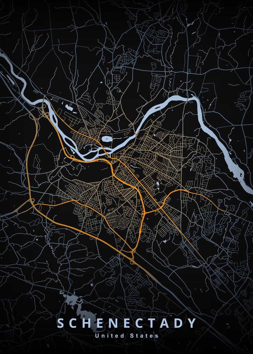 'Schenectady' Poster, picture, metal print, paint by Deeo | Displate