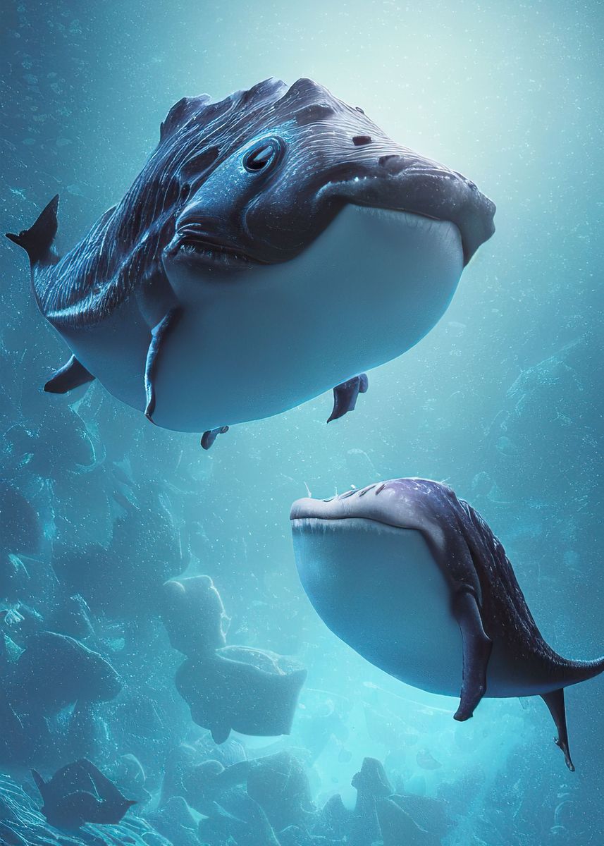 'Sea monsters012' Poster, picture, metal print, paint by ...