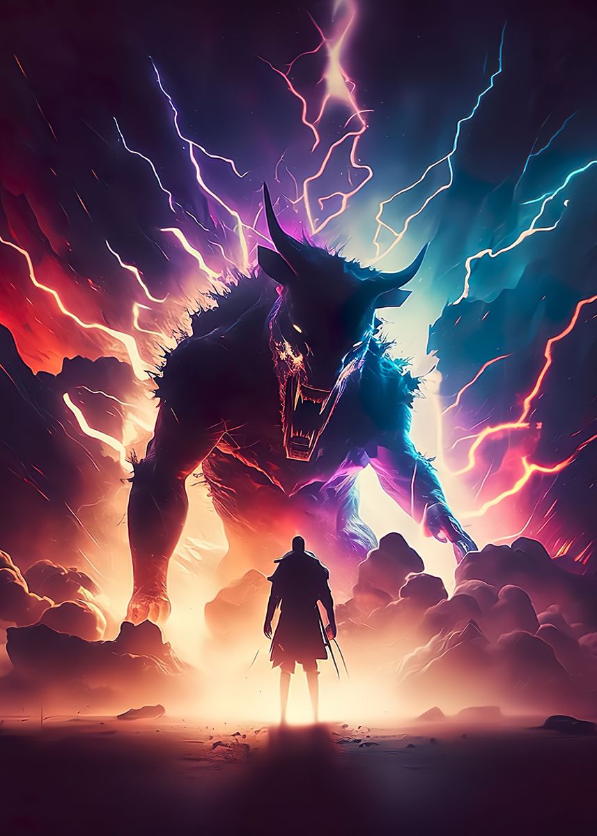 'Giant werewolf' Poster, picture, metal print, paint by ...