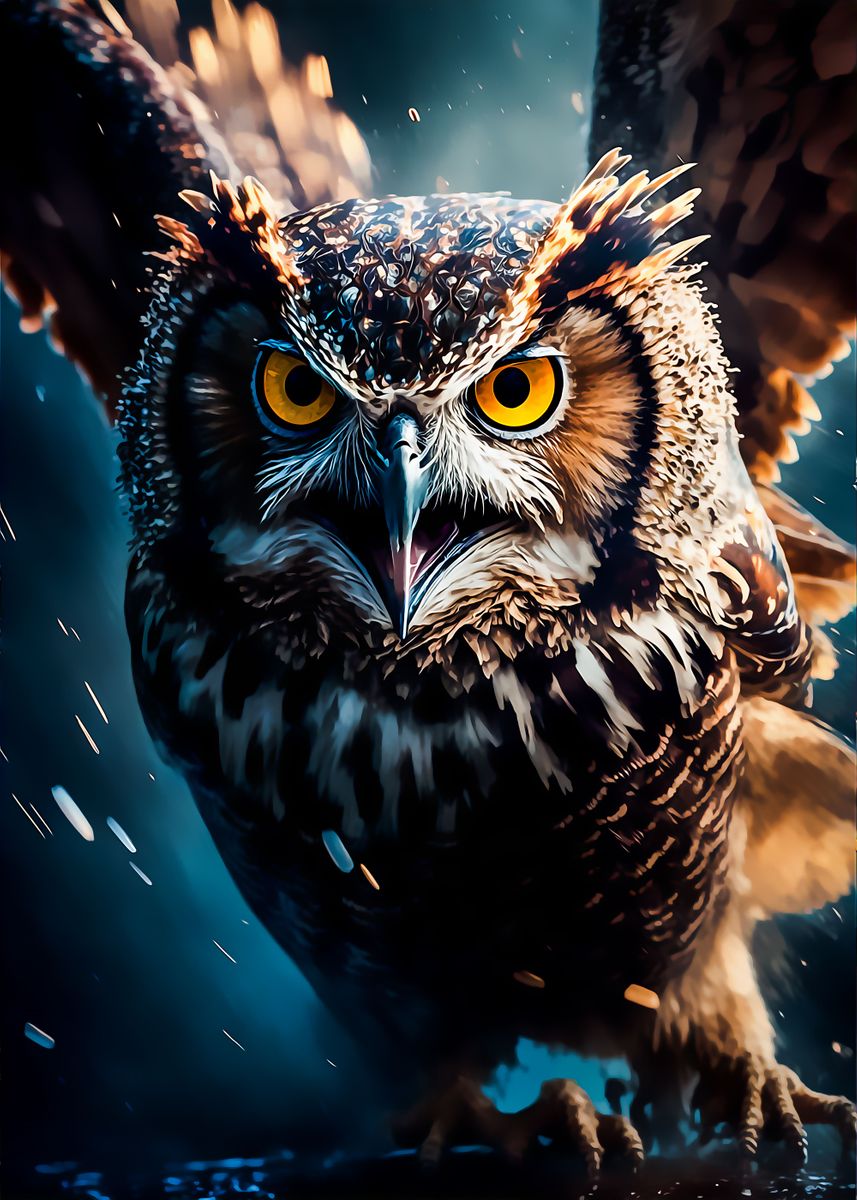 'Owl' Poster, picture, metal print, paint by Bioen King | Displate
