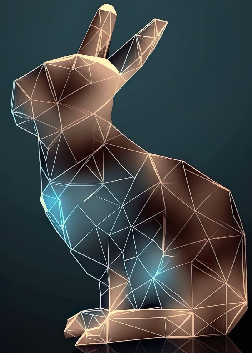 'Low Poly Rabbit Poster' Poster, picture, metal print, paint by Mark ...