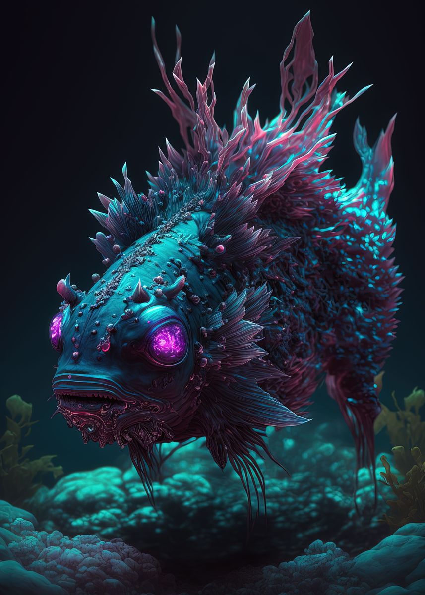 'Glowing Reef Fish' Poster, picture, metal print, paint by FL ART ...