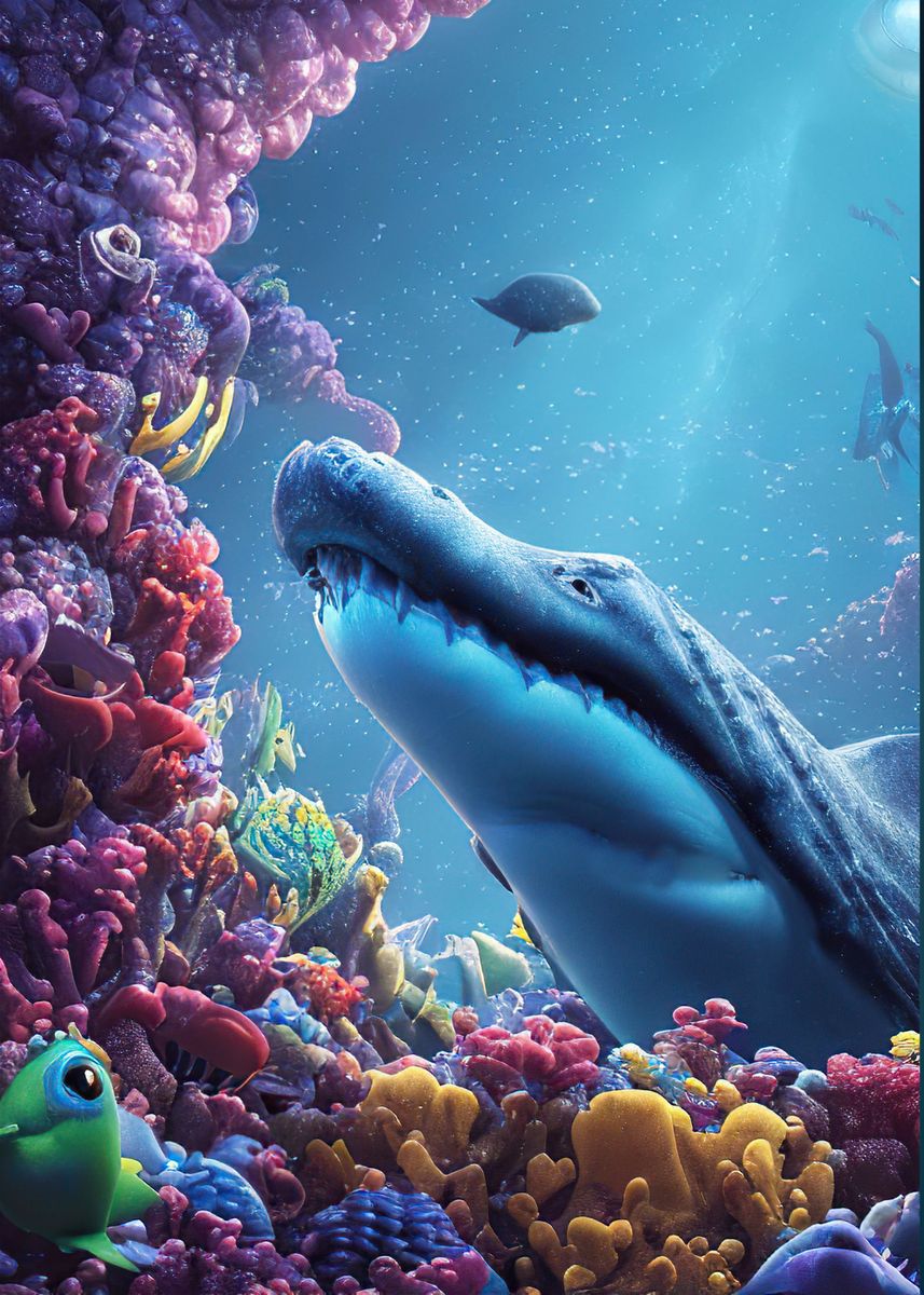 'Sea monsters018' Poster, picture, metal print, paint by ...