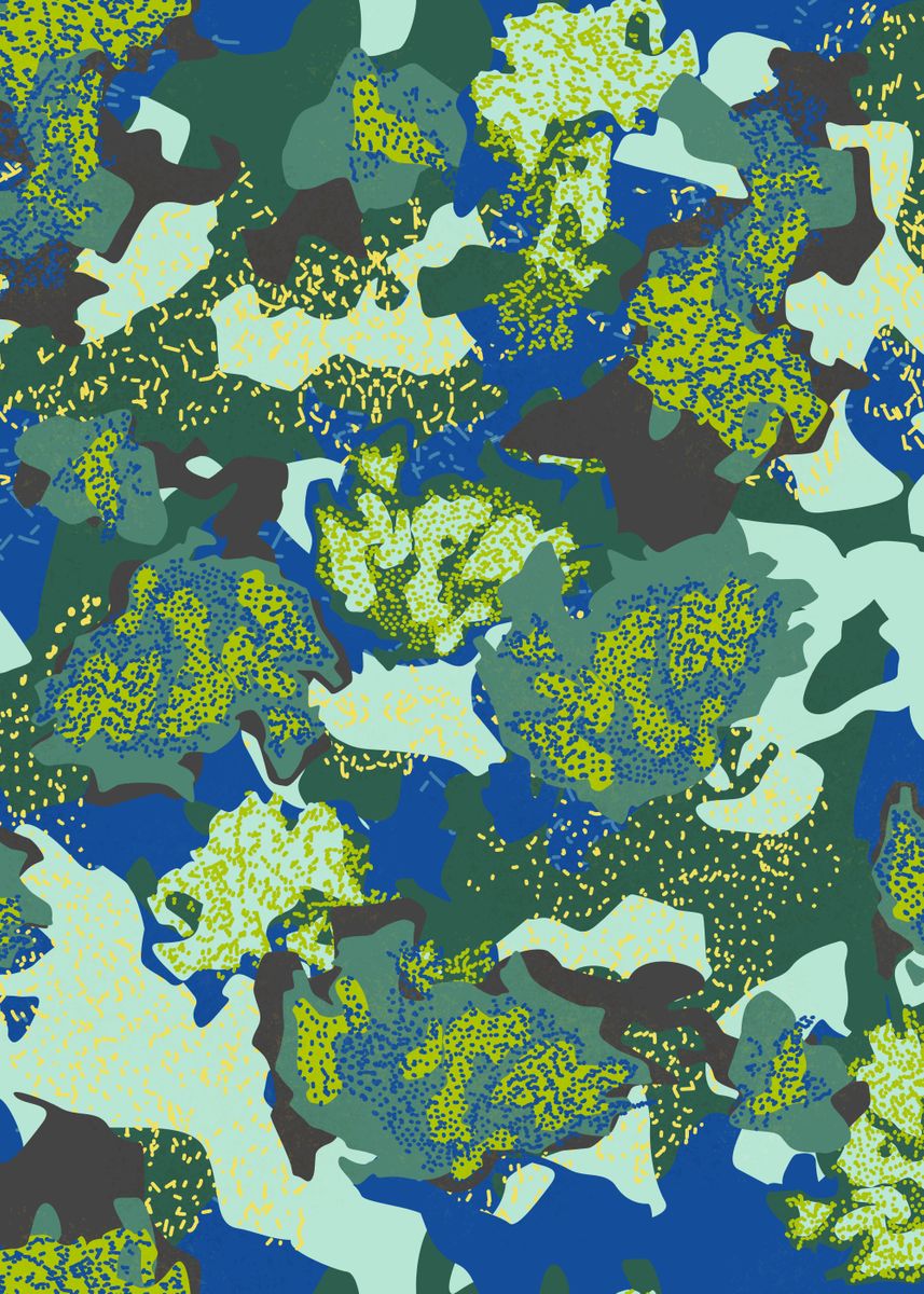 'Algae Moss Camo Pattern' Poster, picture, metal print, paint by Miriam ...