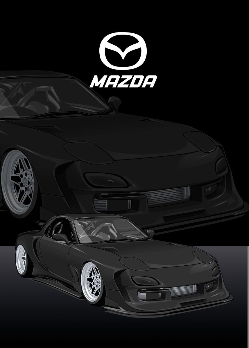 'mazda rx 7 black' Poster by capture art | Displate