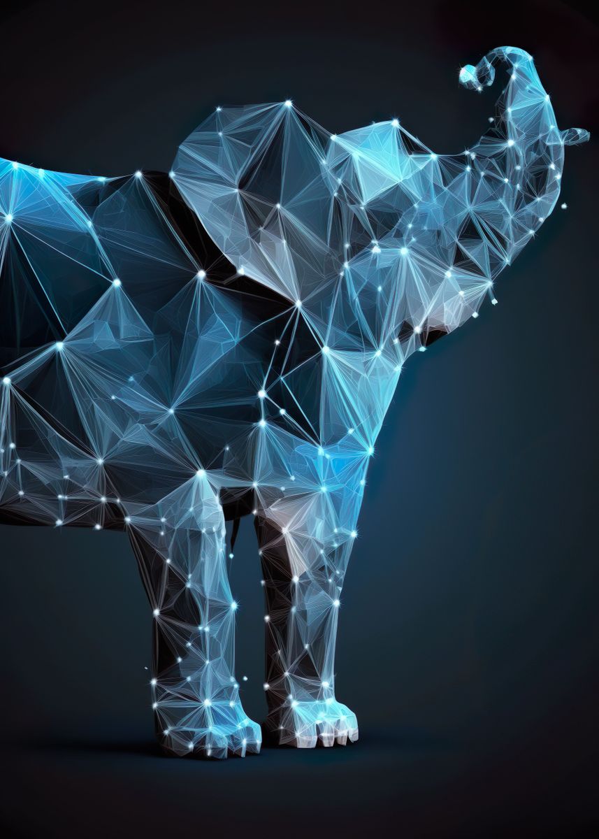 'Low Poly Elephant Poster' Poster, picture, metal print, paint by Mark ...