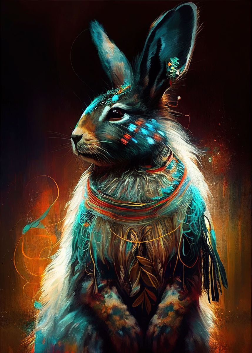 'Colorful Rabbit Animals' Poster, picture, metal print, paint by ...