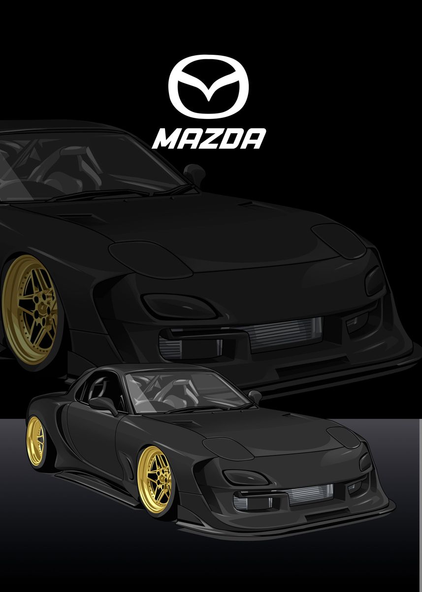 'mazda rx 7 black' Poster, picture, metal print, paint by capture art ...