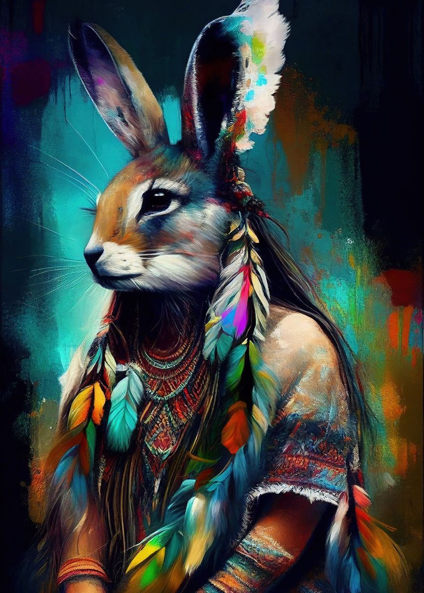'Colorful Rabbit Animals' Poster, picture, metal print, paint by ...