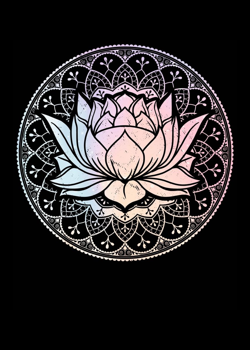 'Lotus Mandala Spiritual' Poster, picture, metal print, paint by ...