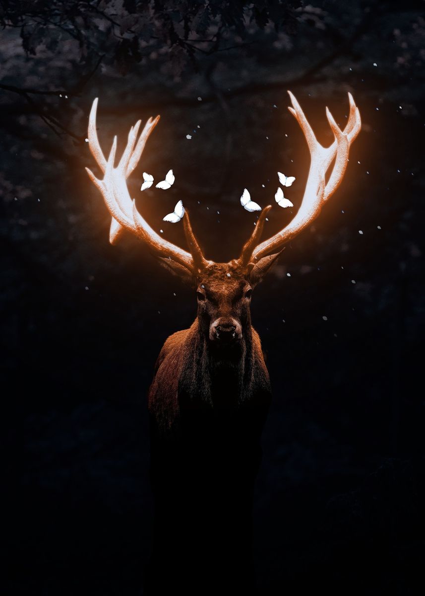 'Magical Stag King' Poster, picture, metal print, paint by Mark Wambugu ...