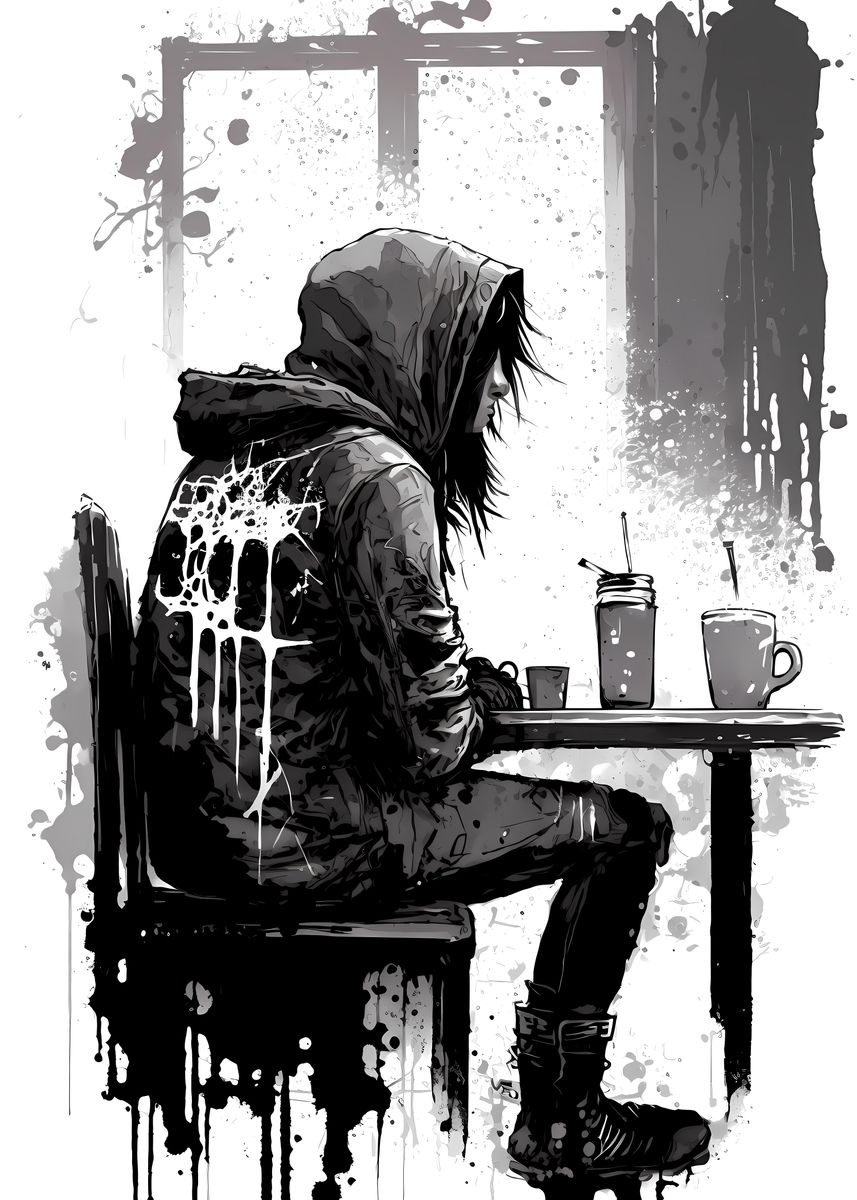 'Dejected Coffee Shop' Poster, picture, metal print, paint by ...