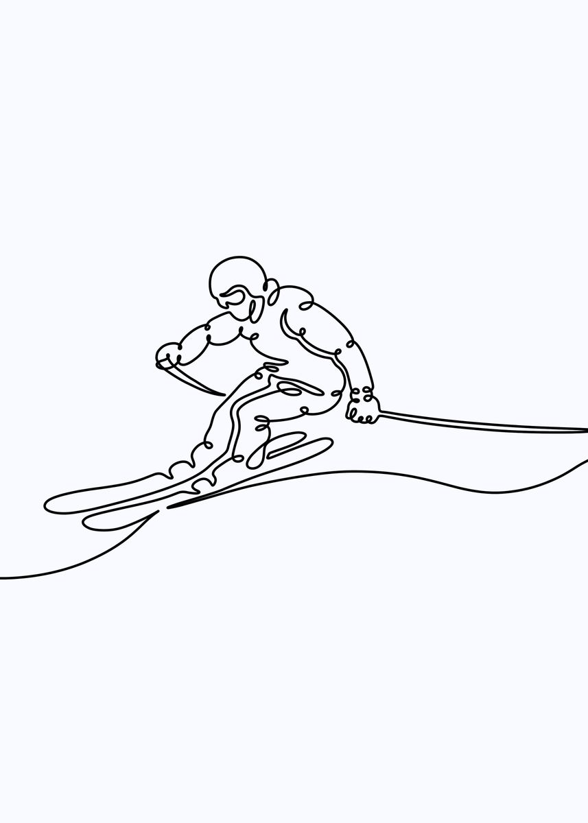 'Ski one Line' Poster, picture, metal print, paint by Mild pic | Displate