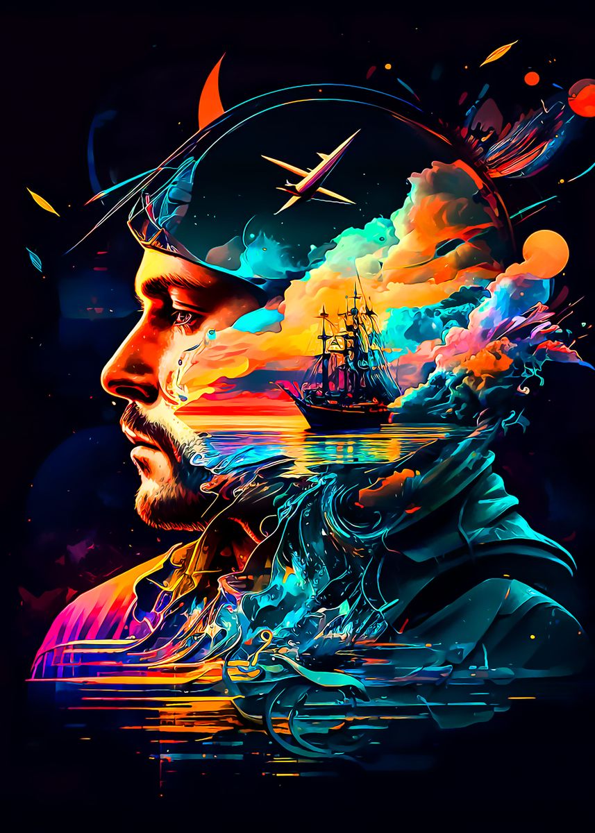 'Fantasy Face' Poster, picture, metal print, paint by culinal dual ...