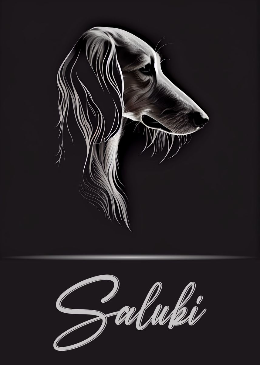 'Saluki Portrait' Poster, picture, metal print, paint by Artistic Paradigms | Displate