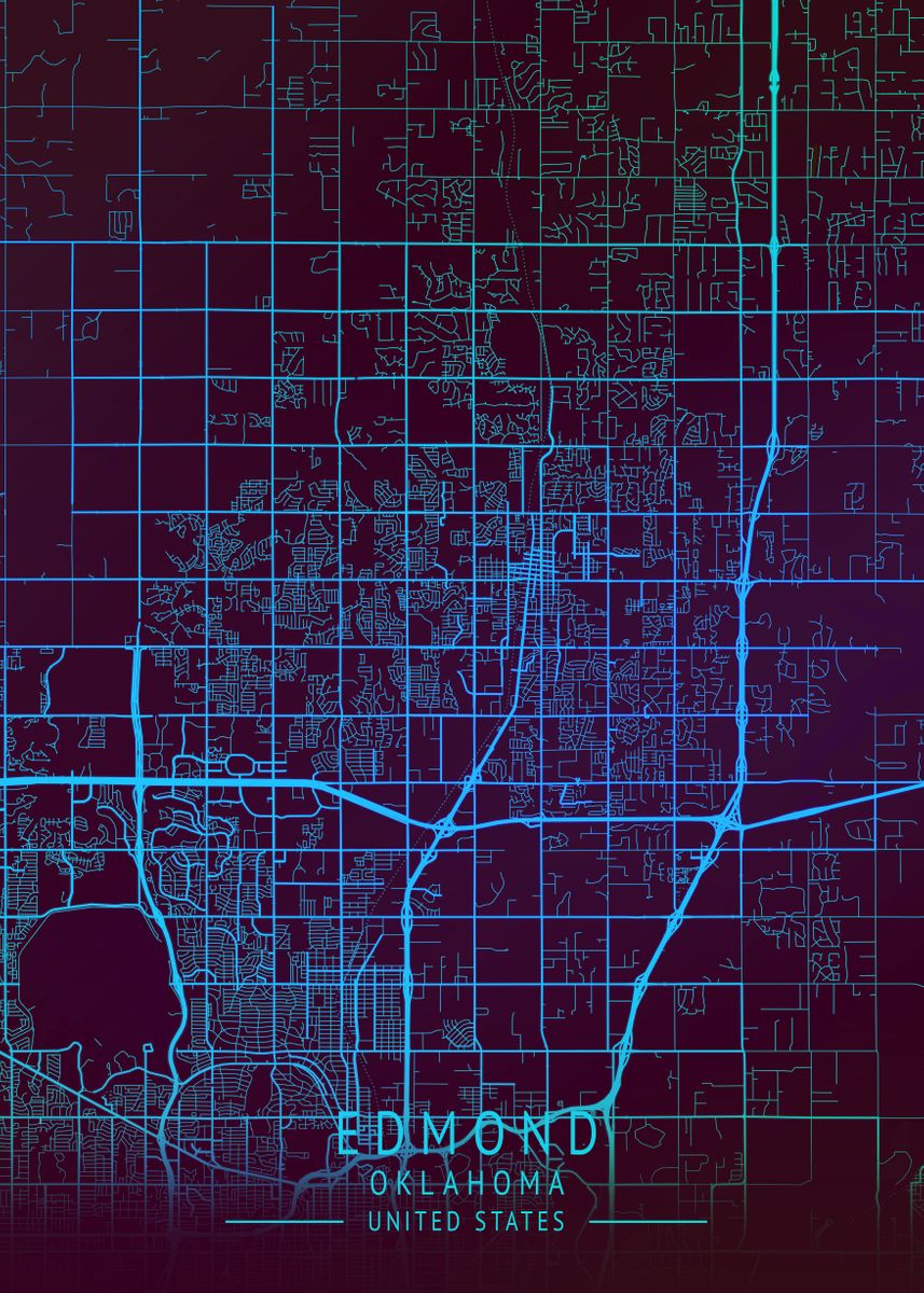 'Edmond Oklahoma USA City M' Poster, picture, metal print, paint by ...