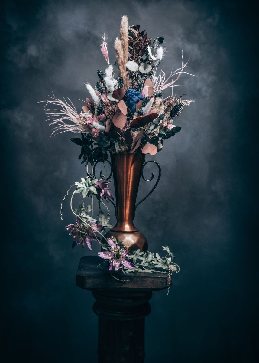 'Dried flower Blue Bayou' Poster, picture, metal print, paint by ...